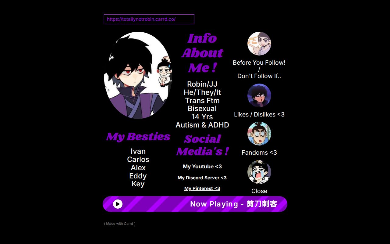 TotallyNotRobin's Carrd